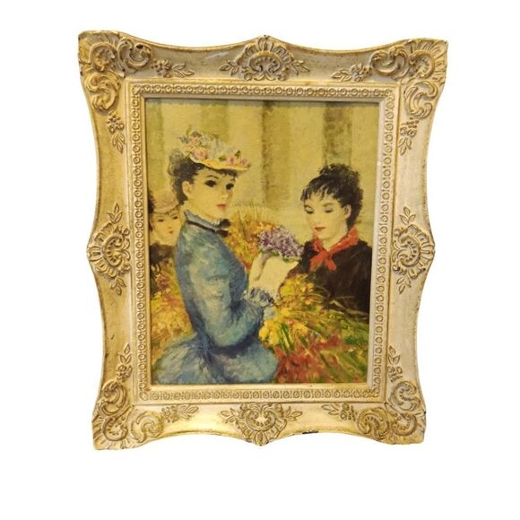Huldah | Art | Vintage95s Huldah Flowers Print Mcm Ornate Frame Shabby ...